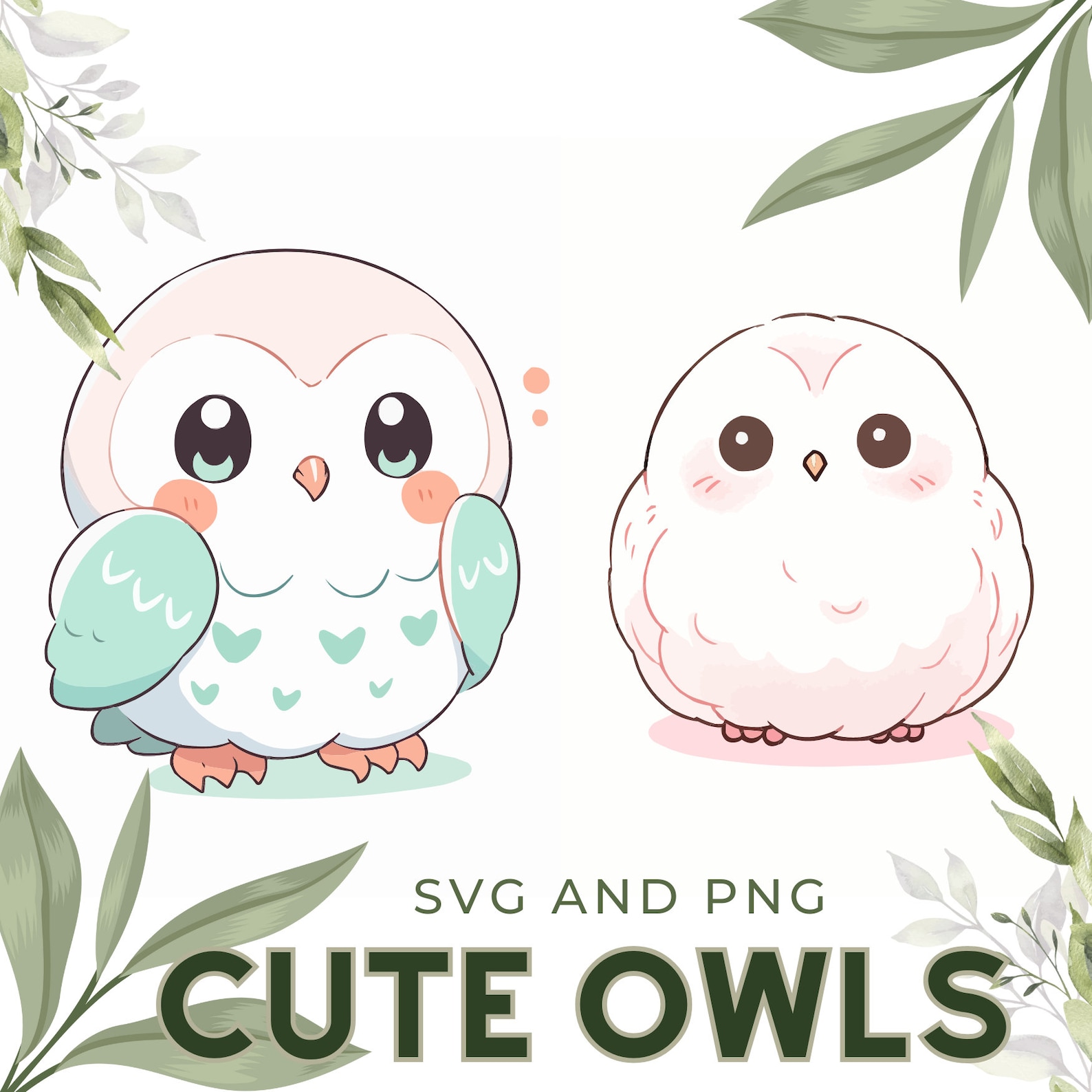 Cute Pastel Owls SVG | Owl Clipart | SVG Bundle | Owl PNG - Etsy