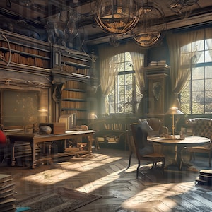 Enchanting Library Virtual Background | Whimsical Antique Library | PNG ...