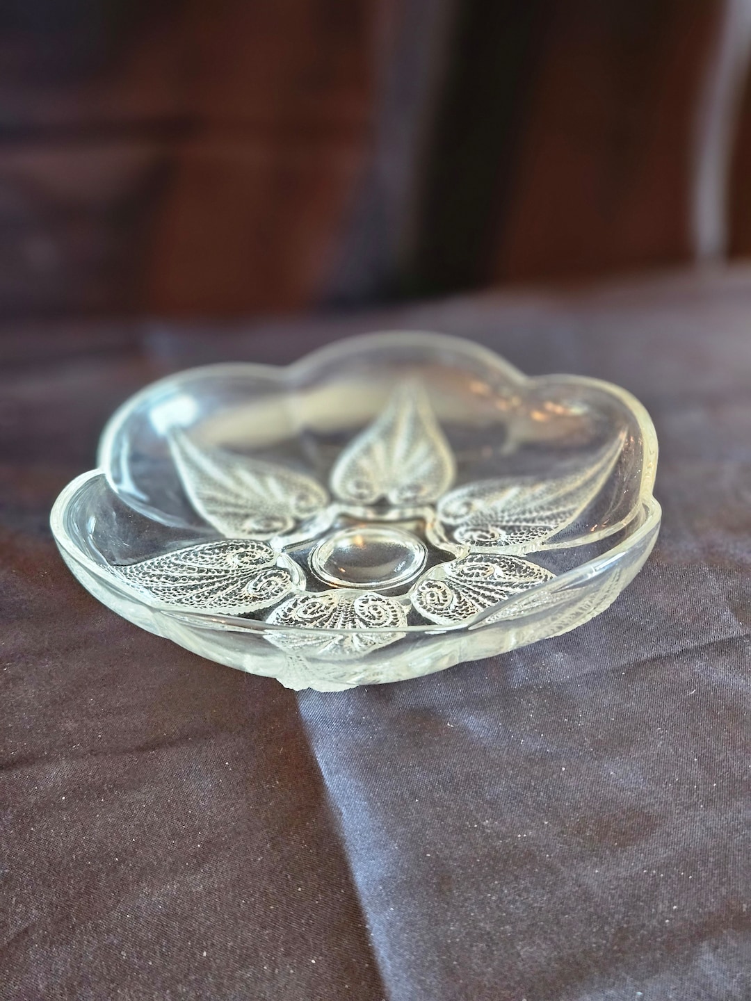 Vintage 1960's Shallow Glass Bowl With Scalloped Rim - Etsy