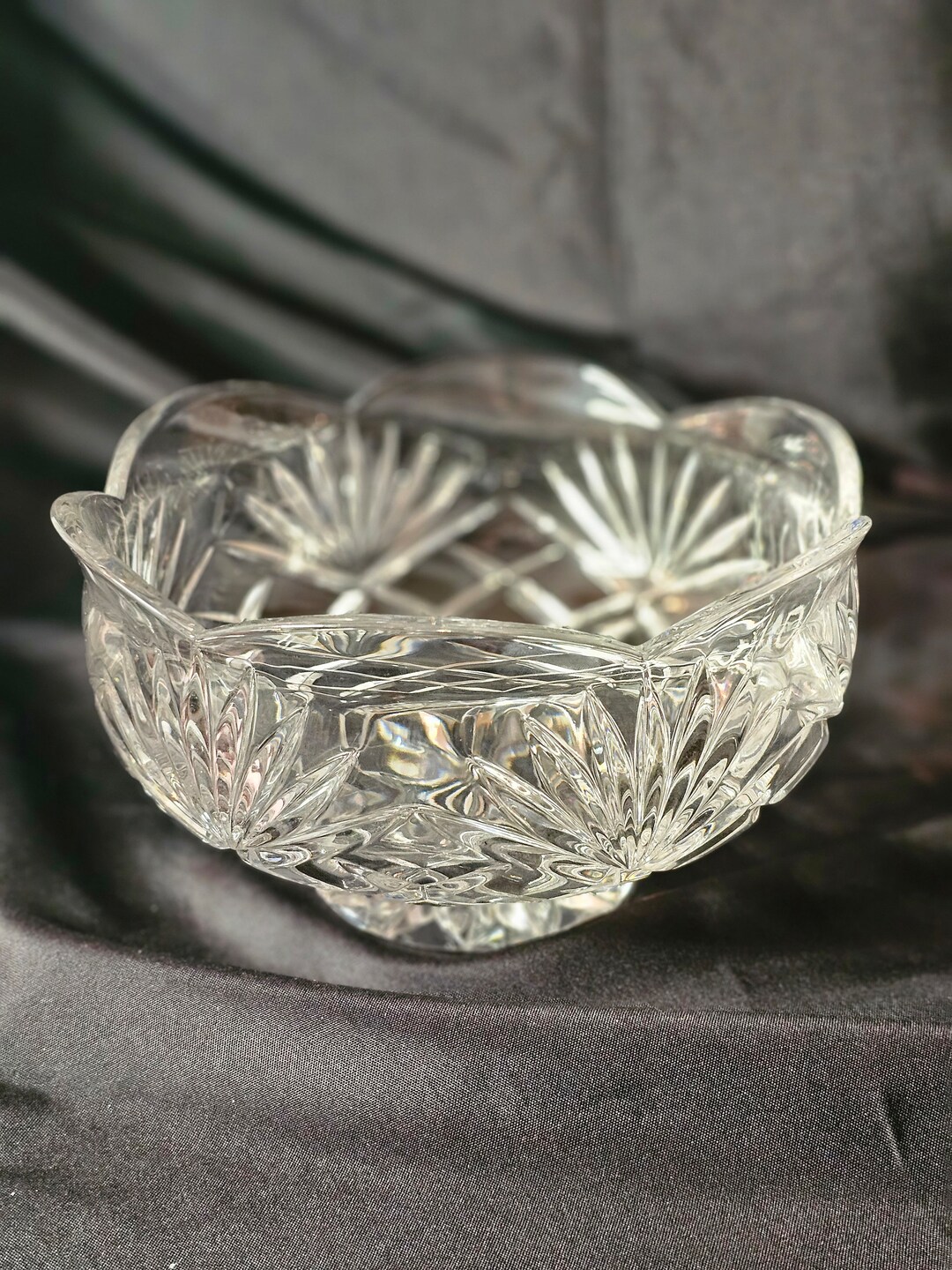 Vintage Noritake Crystal Clear Footed Centerpiece Bowl With Scalloped ...