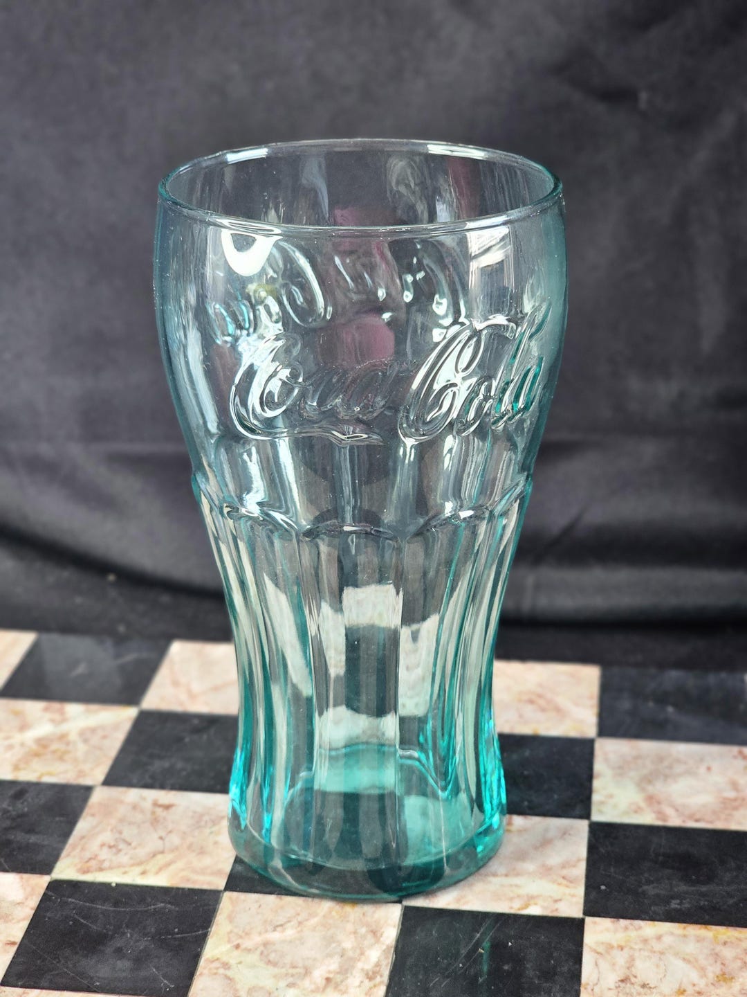 Vintage Coca Cola Blue Teal Colored Drinking Glass Large Glass Cup ...