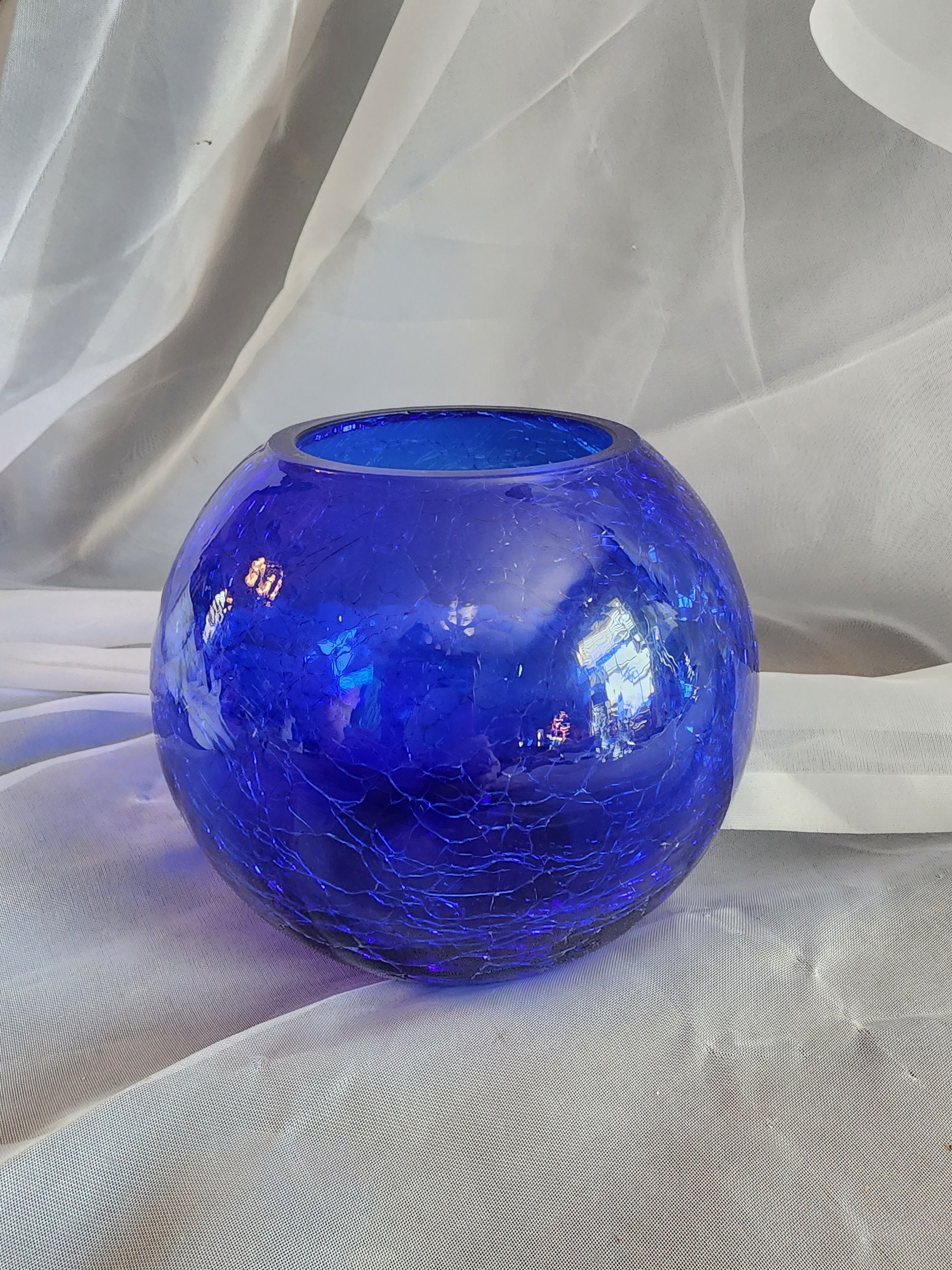 Blue Open Sphere Cobalt Crackle Ball Votive Candle Holder Vase - Etsy