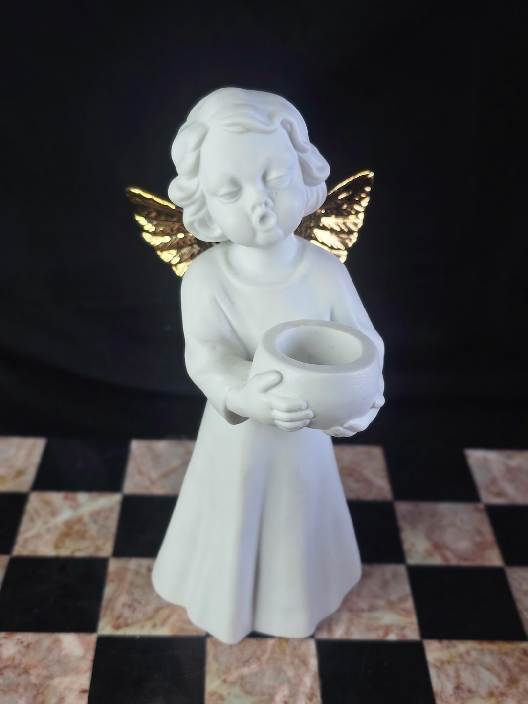Vintage Dept. 56 Winter Silhouette Angel With Gold Wings Figurine Knick ... Vintage Dept. 56 Winter Silhouette Angel With Gold Wings Figurine Knick ...