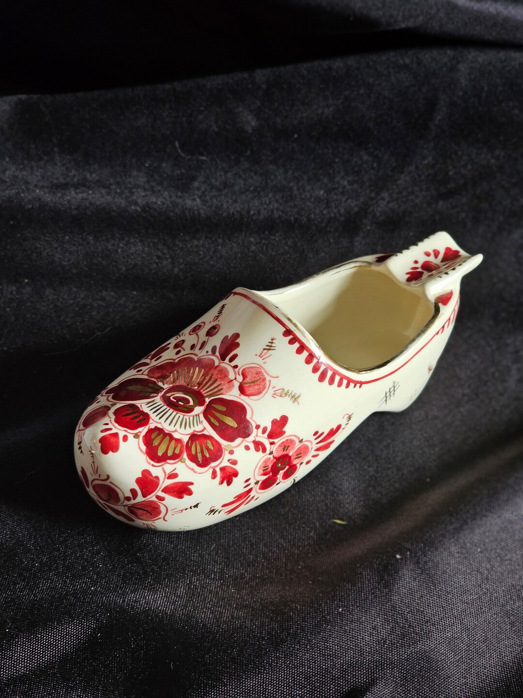 Vintage Super Rare Regina Red Delft Holland Red and Gold Ceramic Shoe ...
