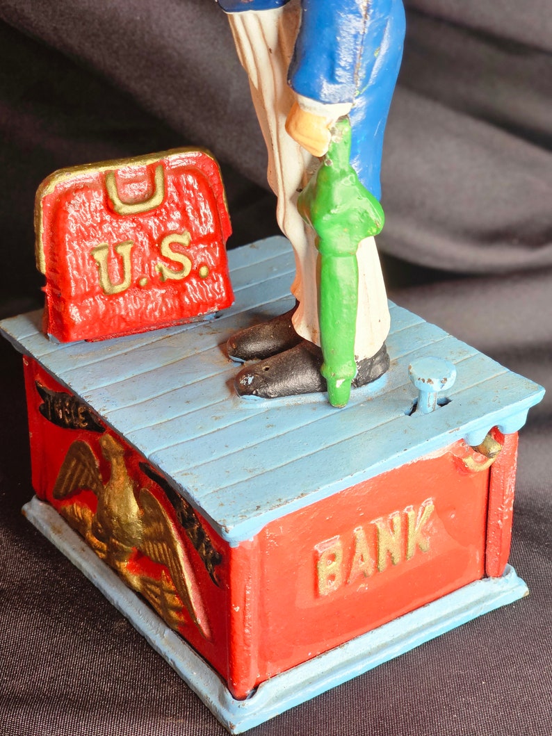 Vintage Cast Iron Mechanical Bank Uncle Sam Penny Bank Made in - Etsy