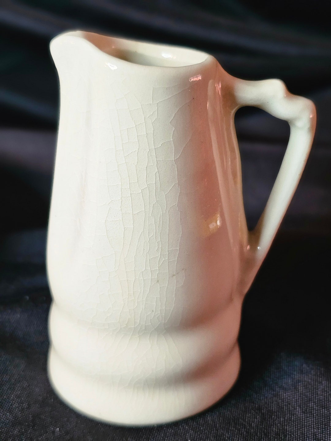 Vintage Handmade Pottery Pitcher Creamer White Glazed Finish - Etsy