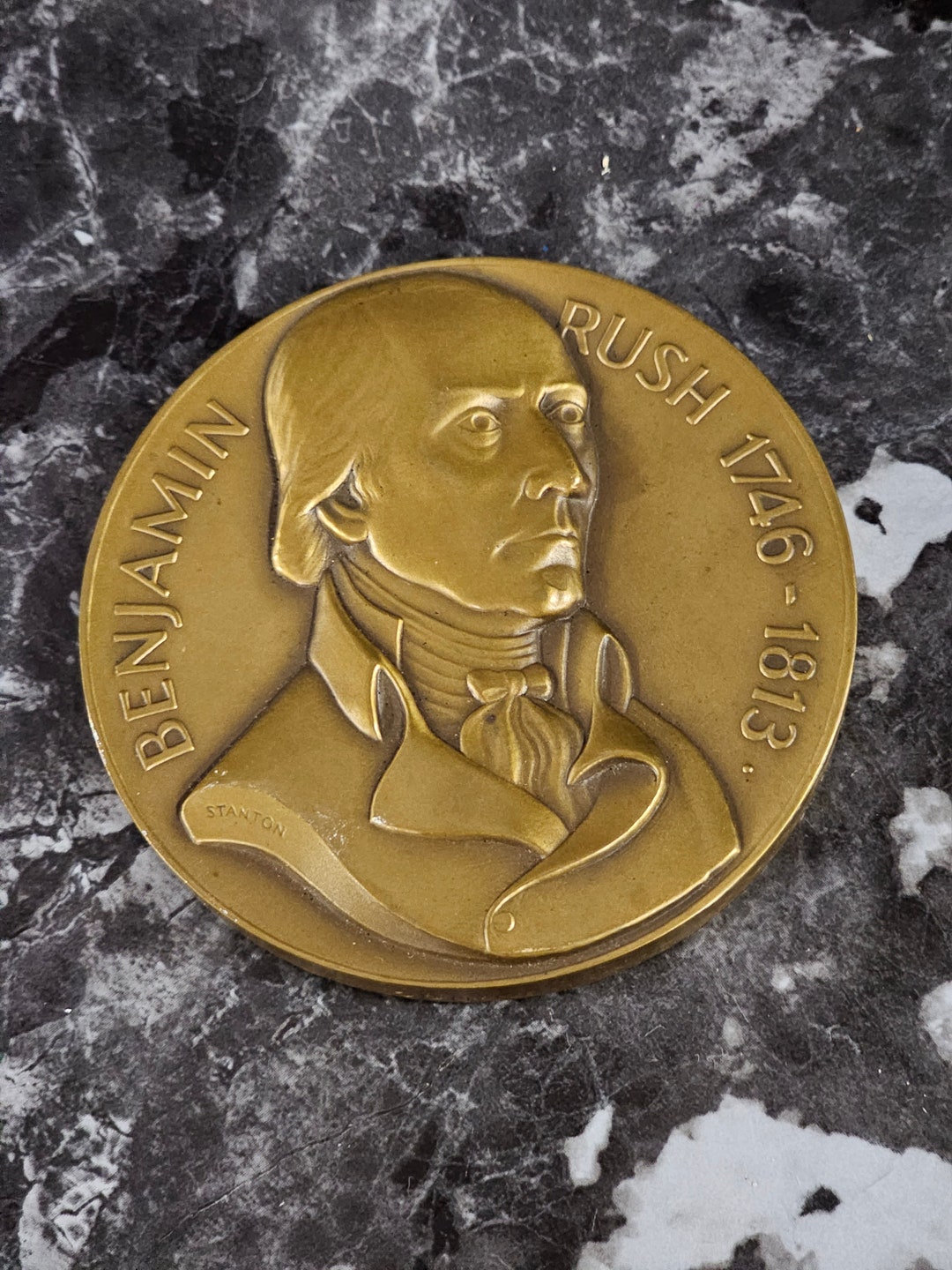 Vintage 1970's Bronze Coin Shaped Paperweight Benjamin Rush 1746-1813 ...
