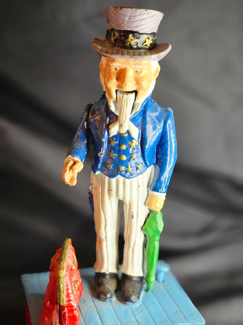 Vintage Cast Iron Mechanical Bank Uncle Sam Penny Bank Made in - Etsy