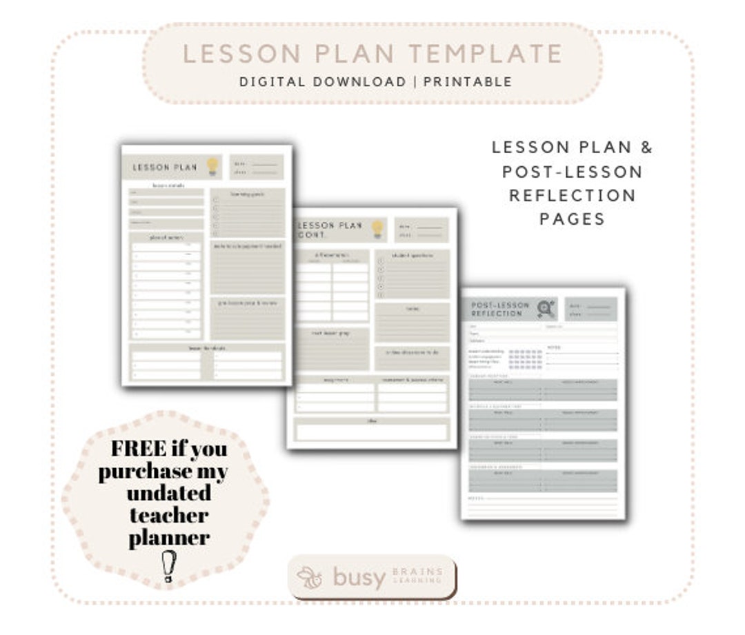 Lesson Plan Template W. Post Lesson Reflection | Plan, Track & Assess ...