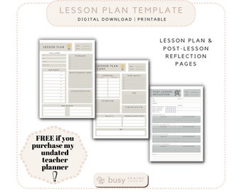 Lesson Plan & Reflection Template - Etsy