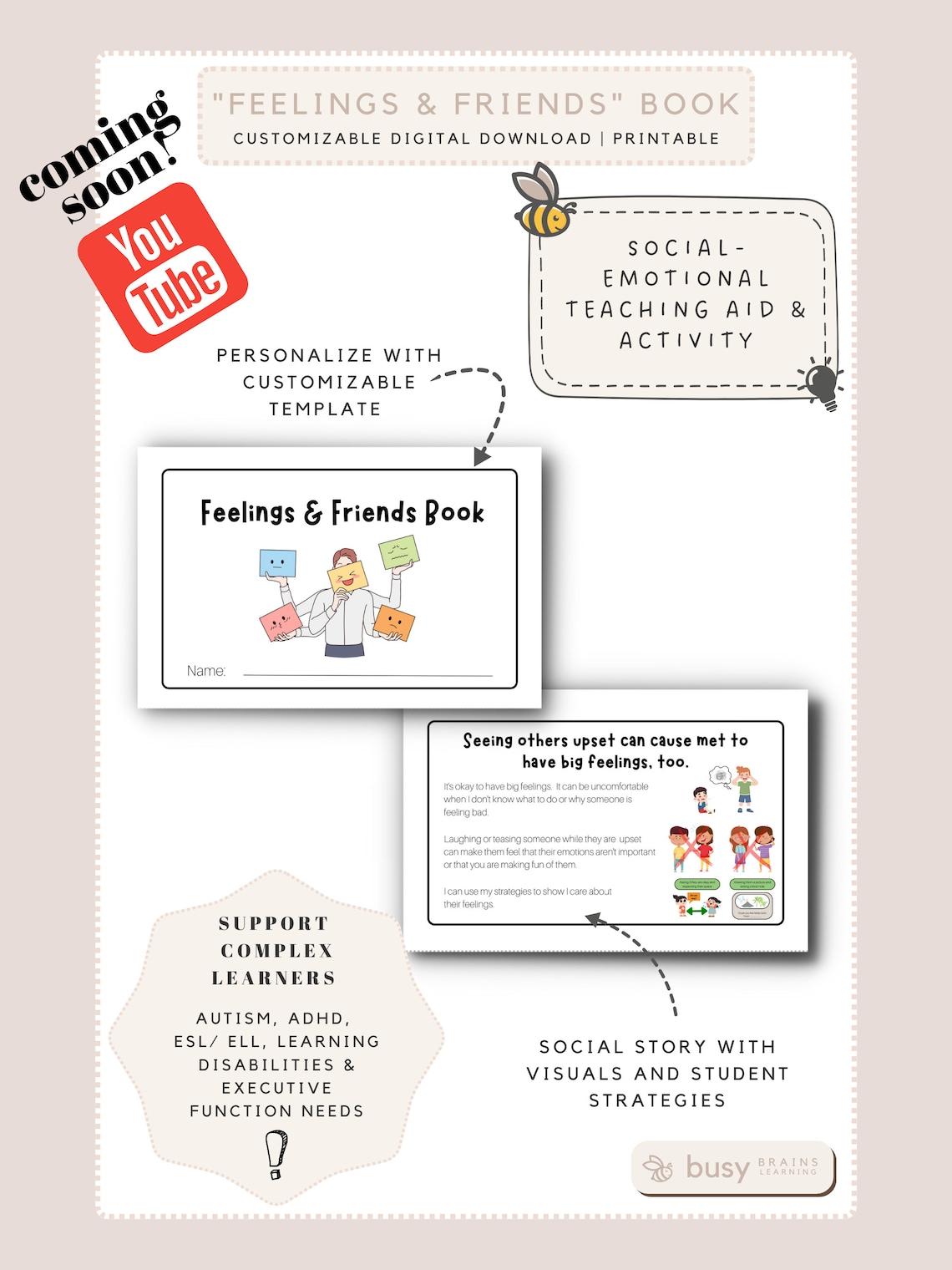 Feelings & Friends Social Story Book| Autism, Social-emotional, Spec ...
