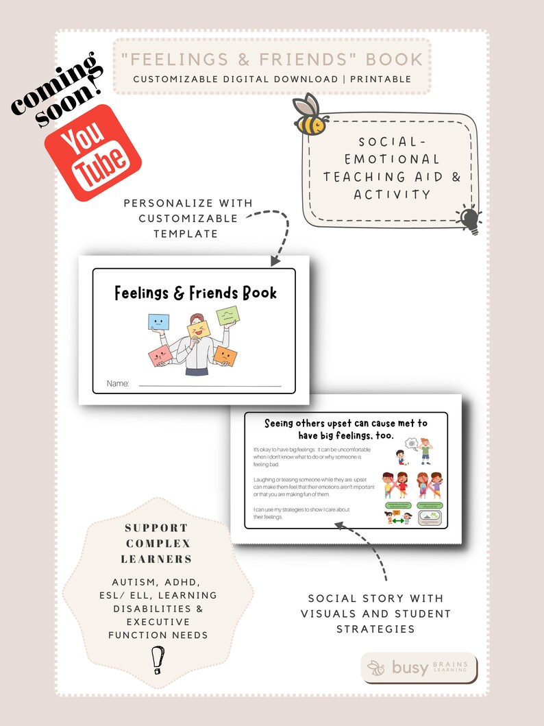 Feelings & Friends Social Story Book| Autism, Social-emotional, Spec ...
