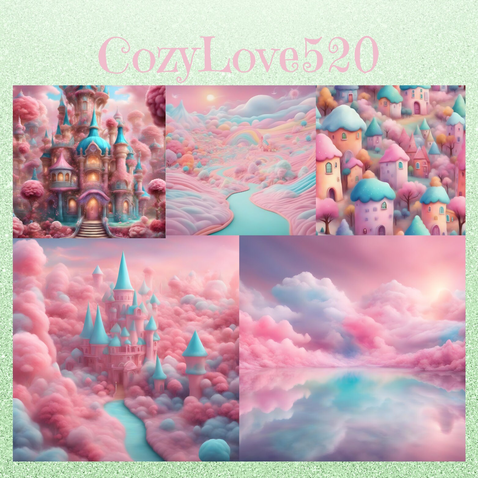 Cotton Candy Fantasy Dreamy AI Art, 5 Digital Images/instant Download ...