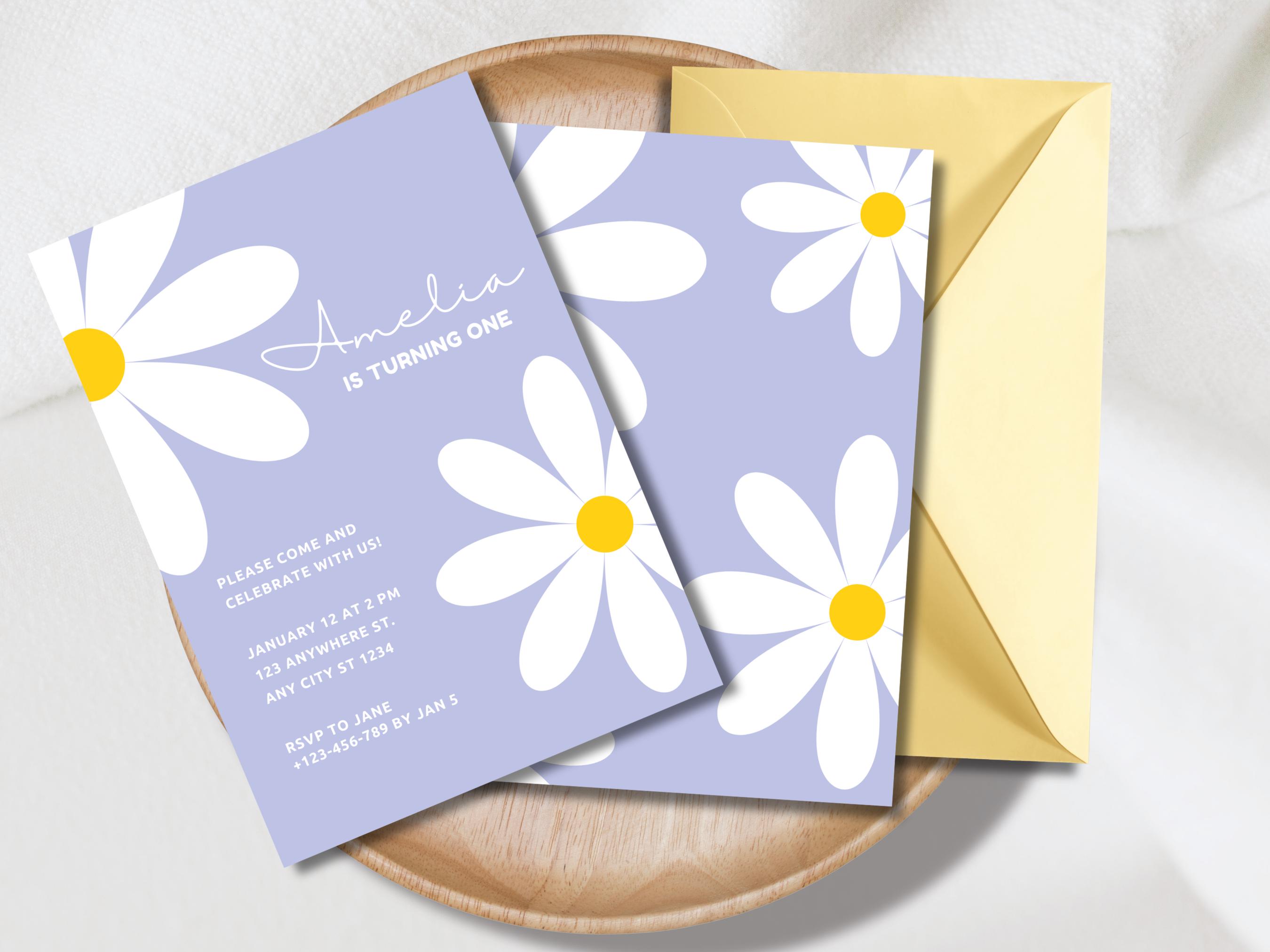 Daisy Editable Invitation Template | Digital Invite | Printable Party ...