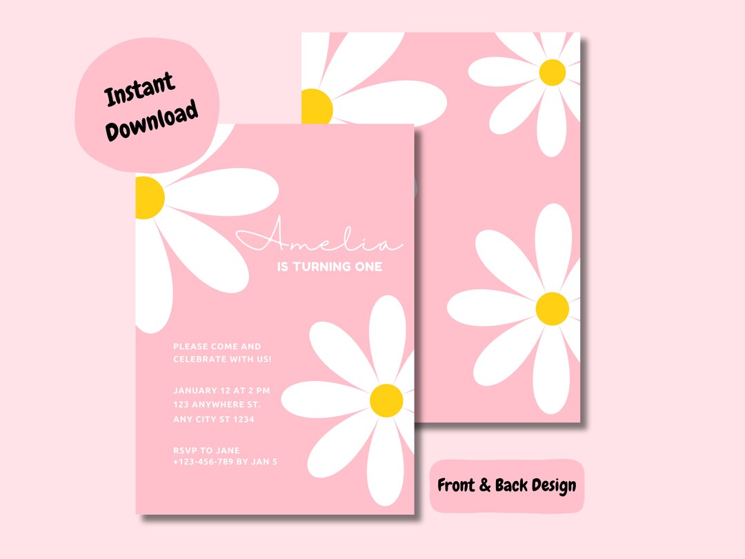 Daisy Editable Invitation Template Digital Invite Printable Party ...