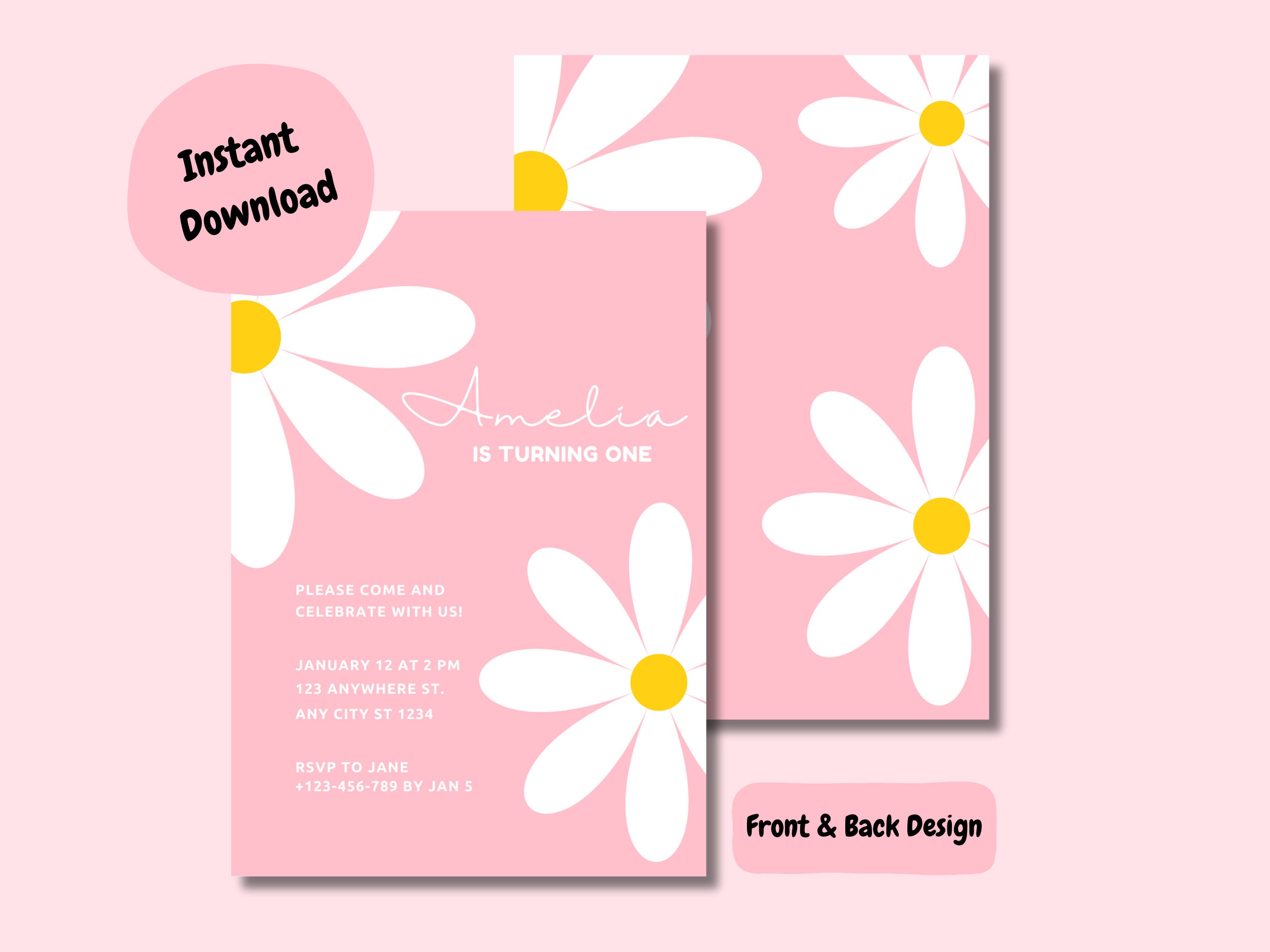Daisy Editable Invitation Template Digital Invite Printable Party ...