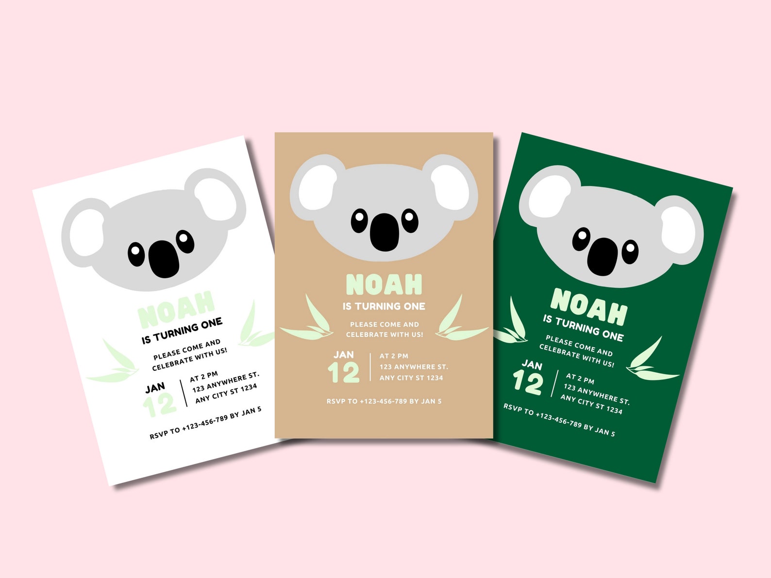 Modèle d'invitation modifiable Koala | Invitation numérique ...