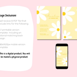 Daisy Editable Invitation Template | Digital Invite | Printable Party ...