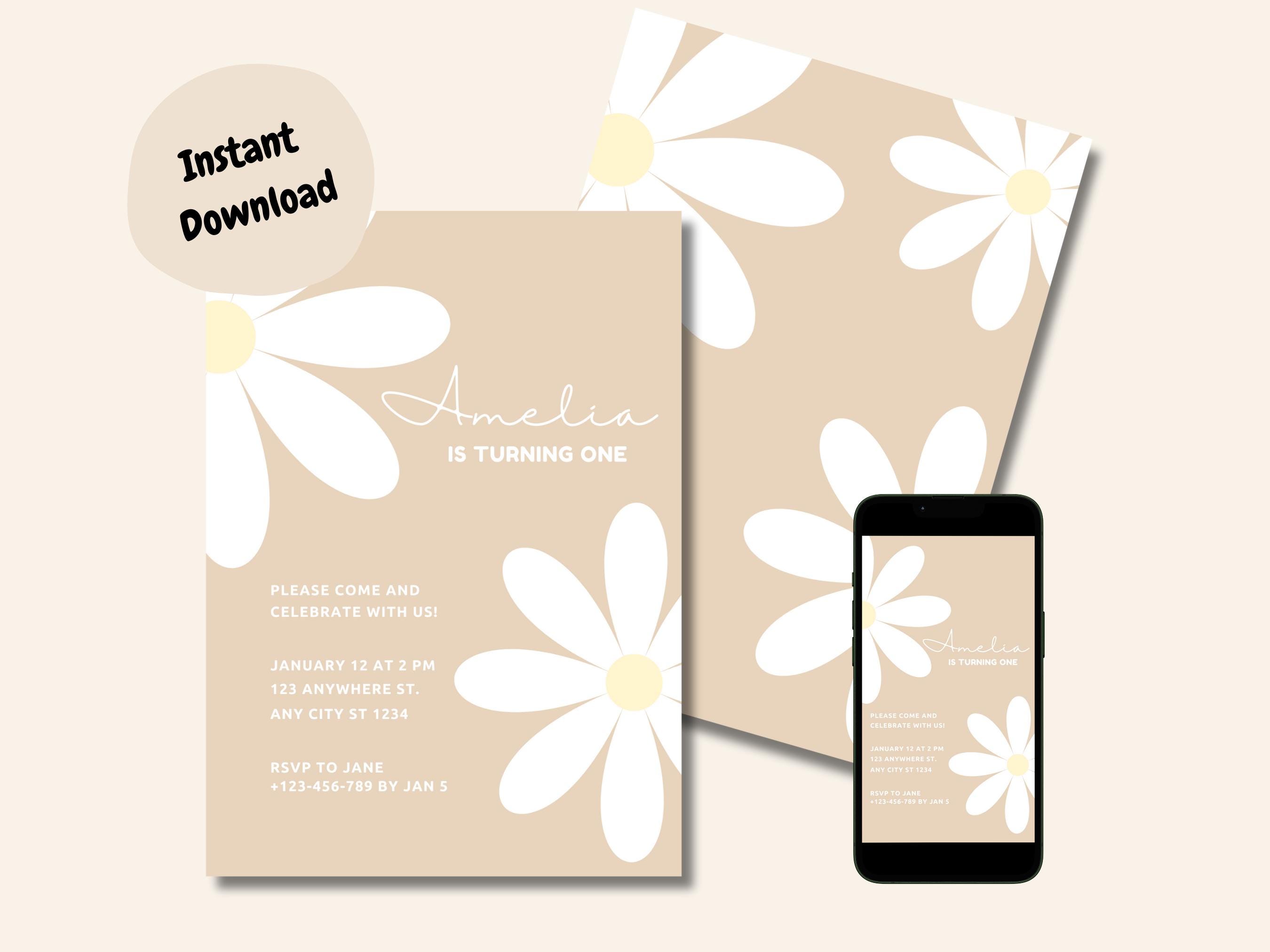 Daisy Editable Invitation Template | Digital Invite | Printable Party ...