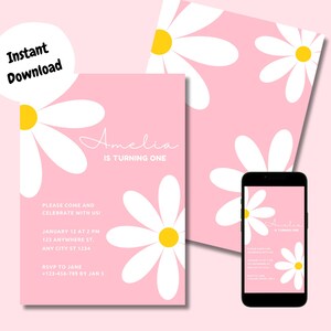 Daisy Editable Invitation Template | Digital Invite | Printable Party ...