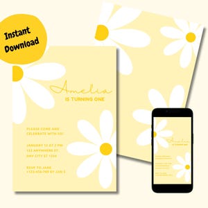 Daisy Editable Invitation Template | Digital Invite | Printable Party ...