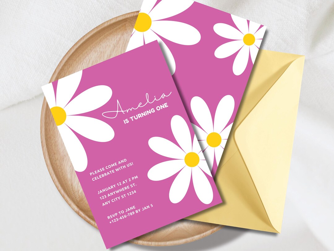 Daisy Editable Invitation Template | Digital Invite | Printable Party ...