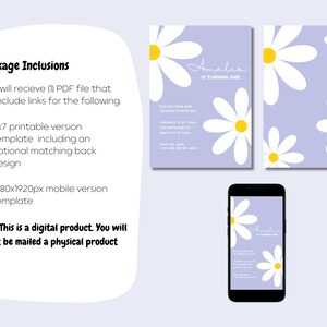 Daisy Editable Invitation Template | Digital Invite | Printable Party ...