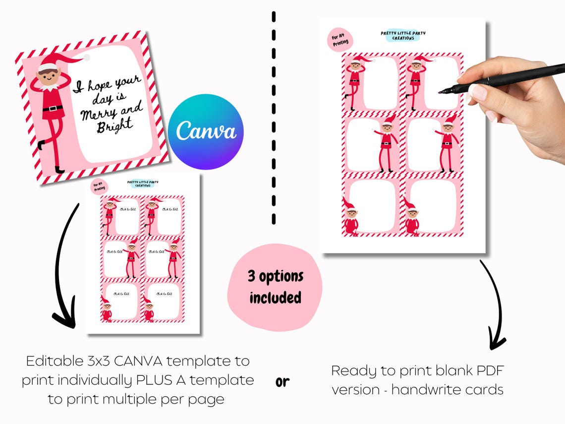 Editable Christmas Shelf Elf Note Cards Template | Elf Activity Ideas ...