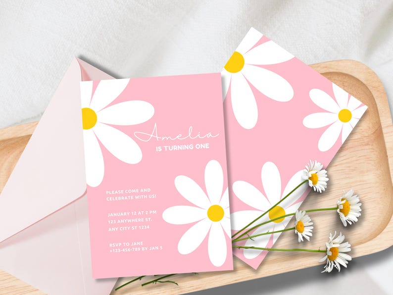 Daisy Editable Invitation Template | Digital Invite | Printable Party ...