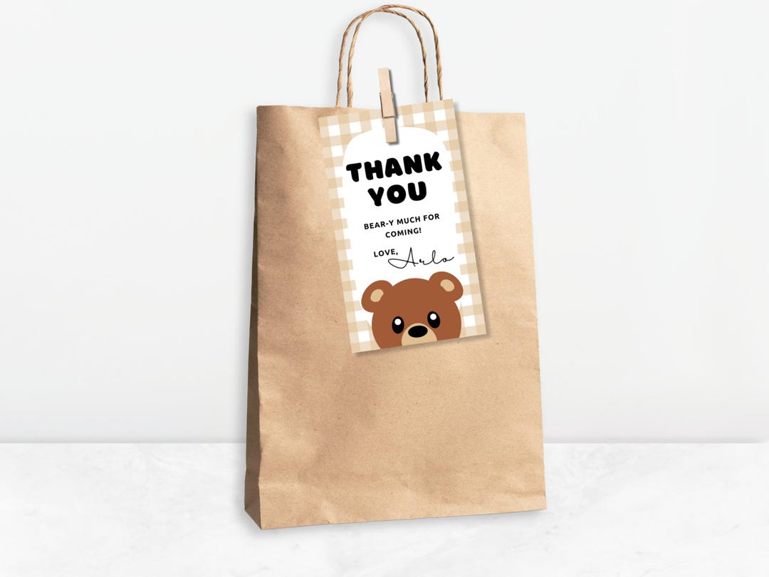 Bear Favor Gift Tag |digital Instant Download |canva Editable Template ...