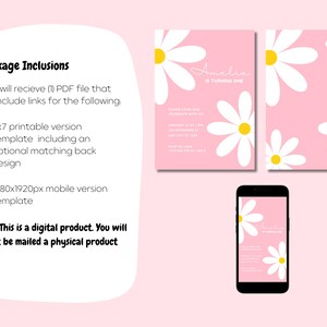 Daisy Editable Invitation Template | Digital Invite | Printable Party ...