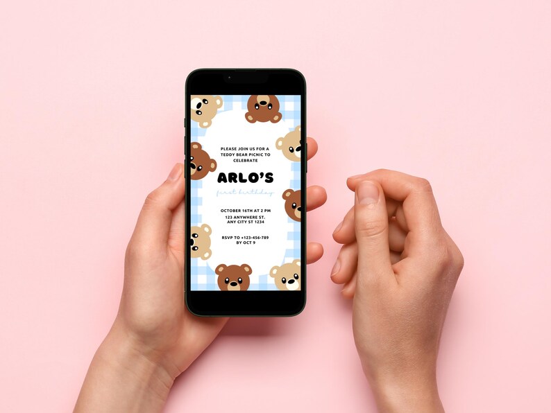 Bear Editable Invitation Template | Digital Invite | Printable Party ...