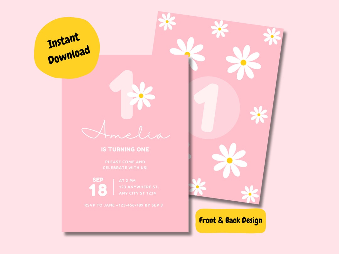 Daisy Editable Invitation Template Digital Invite Printable Party ...