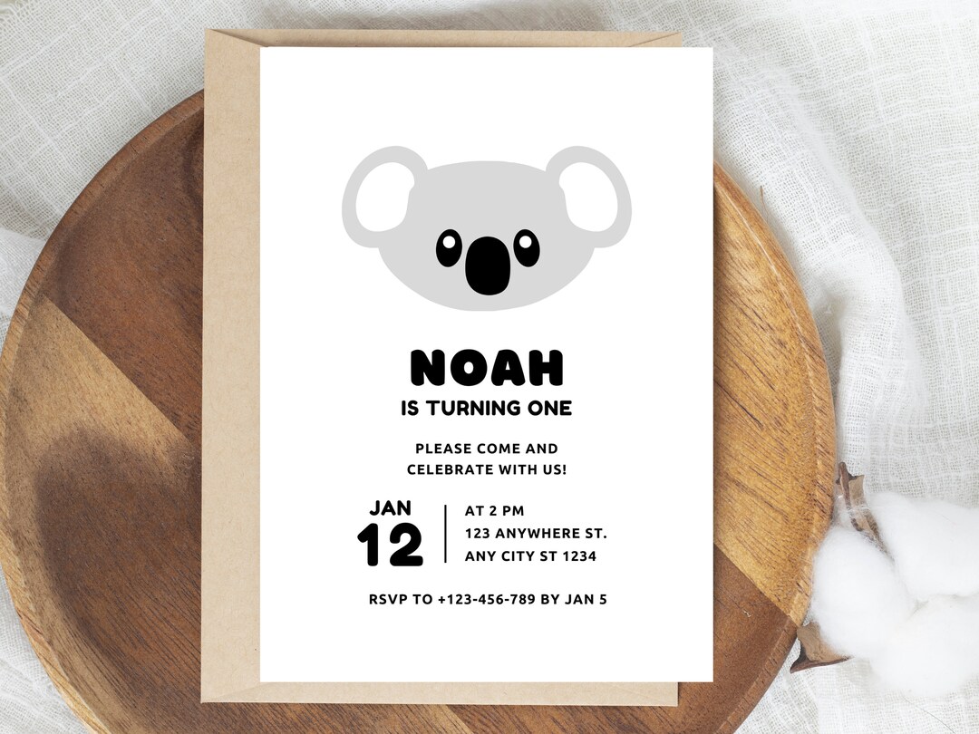 Koala Editable Invitation Template | Minimalistic Digital Invite ...
