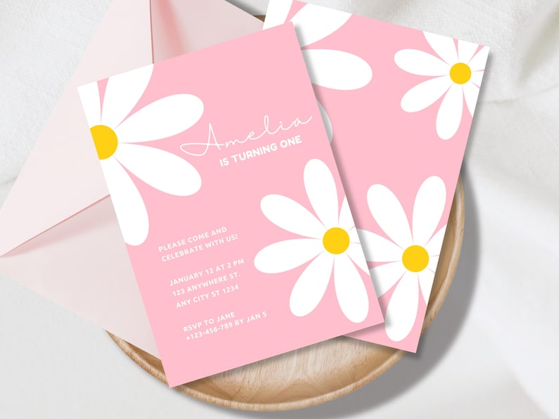 Daisy Editable Invitation Template | Digital Invite | Printable Party ...