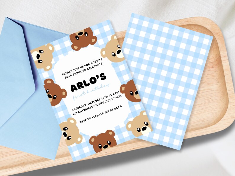 Bear Editable Invitation Template | Digital Invite | Printable Party ...