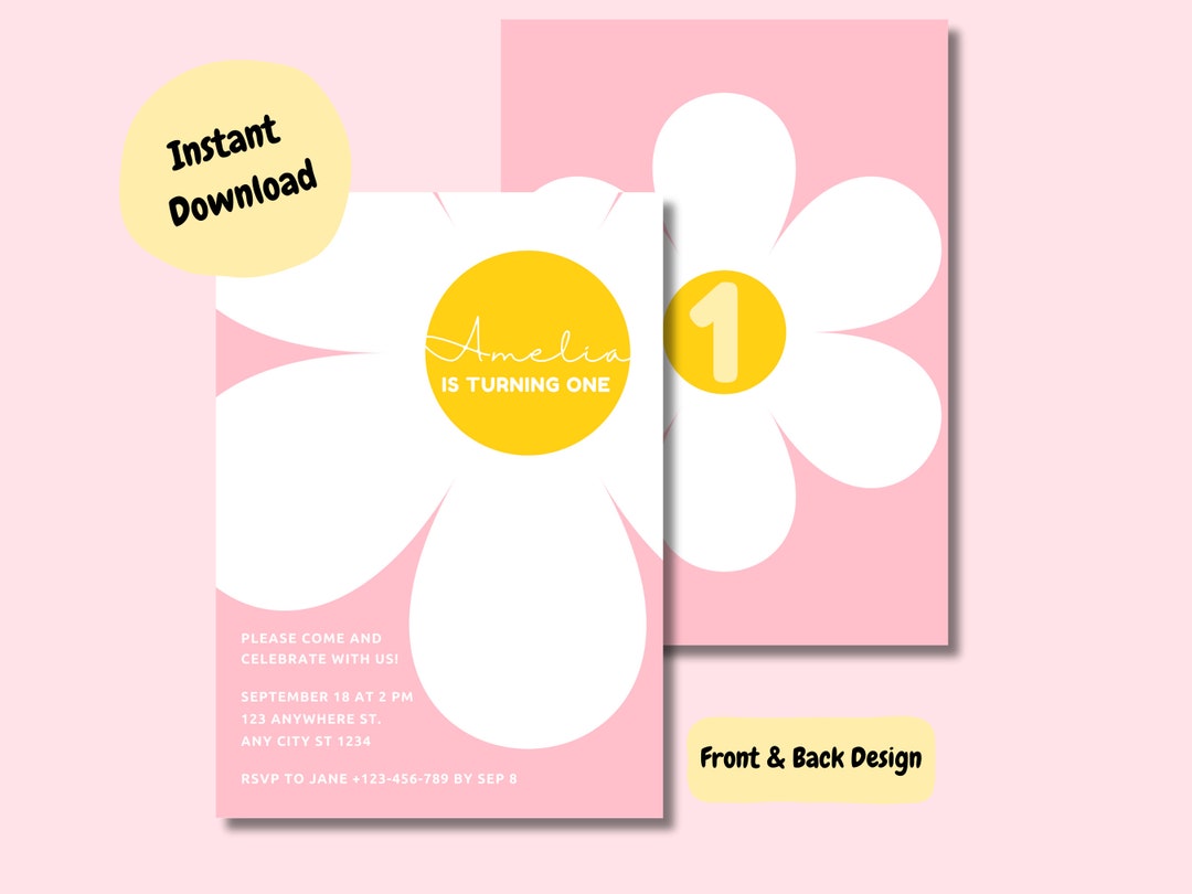 Daisy Editable Invitation Template | Digital Invite | Printable Party ...
