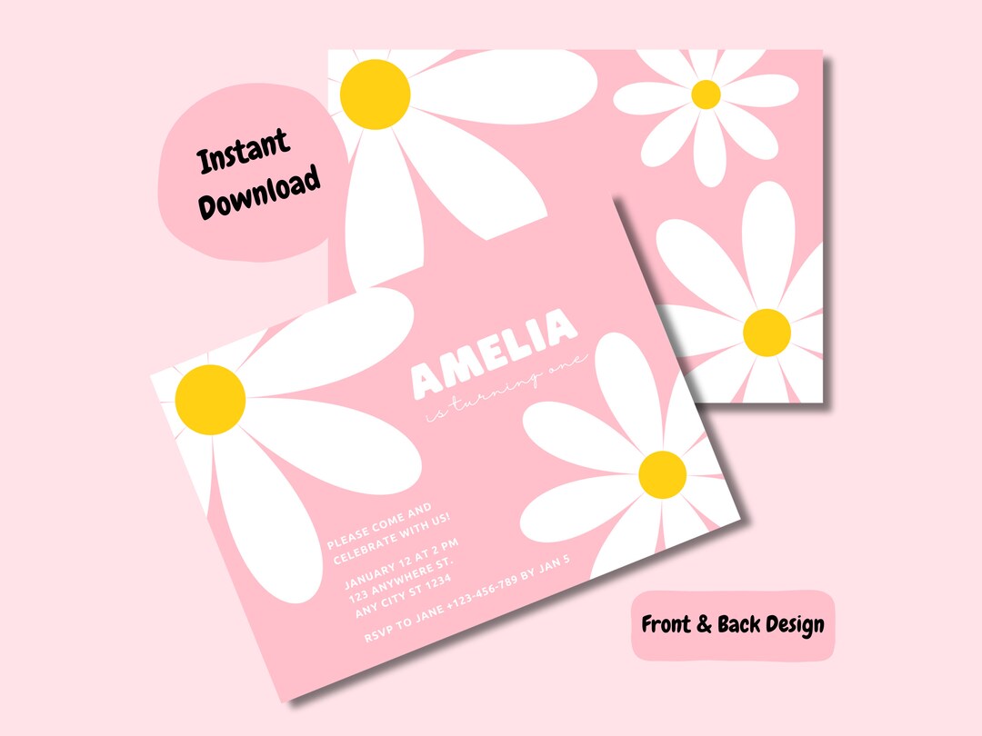 Daisy Editable Invitation Template | Digital Invite | Printable Party ...