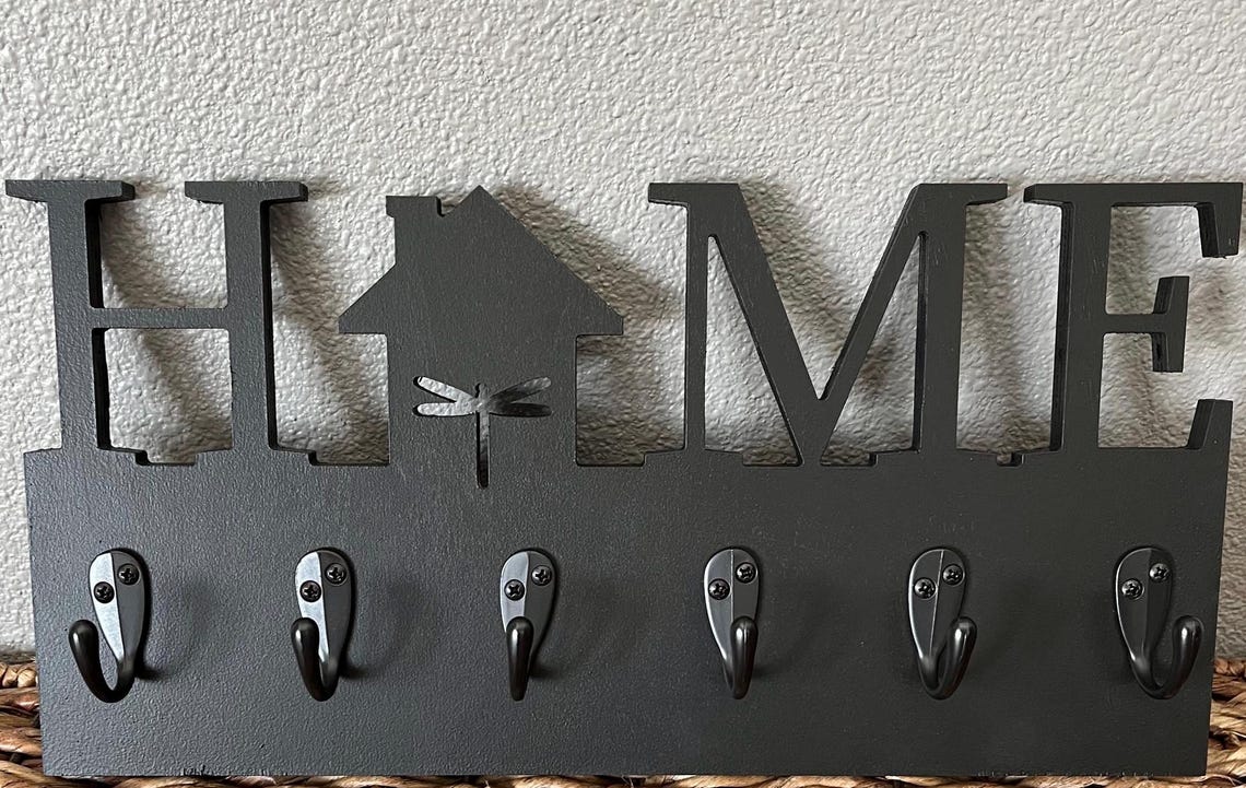 Personalized Key Holder for Wall: Handmade Birch Wood Rack With 6 Hooks ...