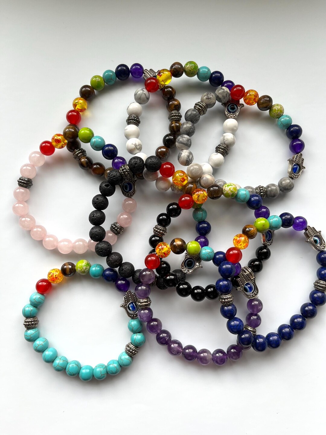 Evil Eye Crystal Bracelets Meditation Bracelets Evil Eye Gemstone Mal ...