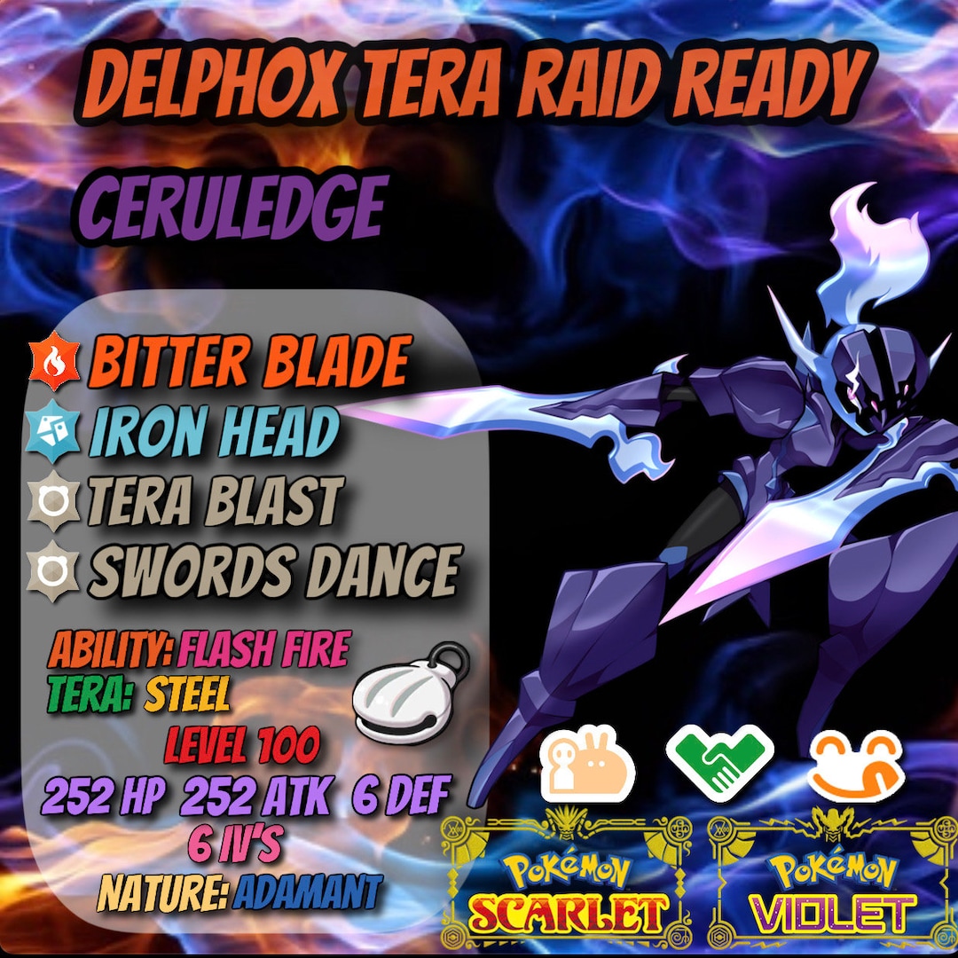 Pokemon Scarlet and Violet 6IV SHINY Ceruledge, Delphox Raid Ready - Etsy