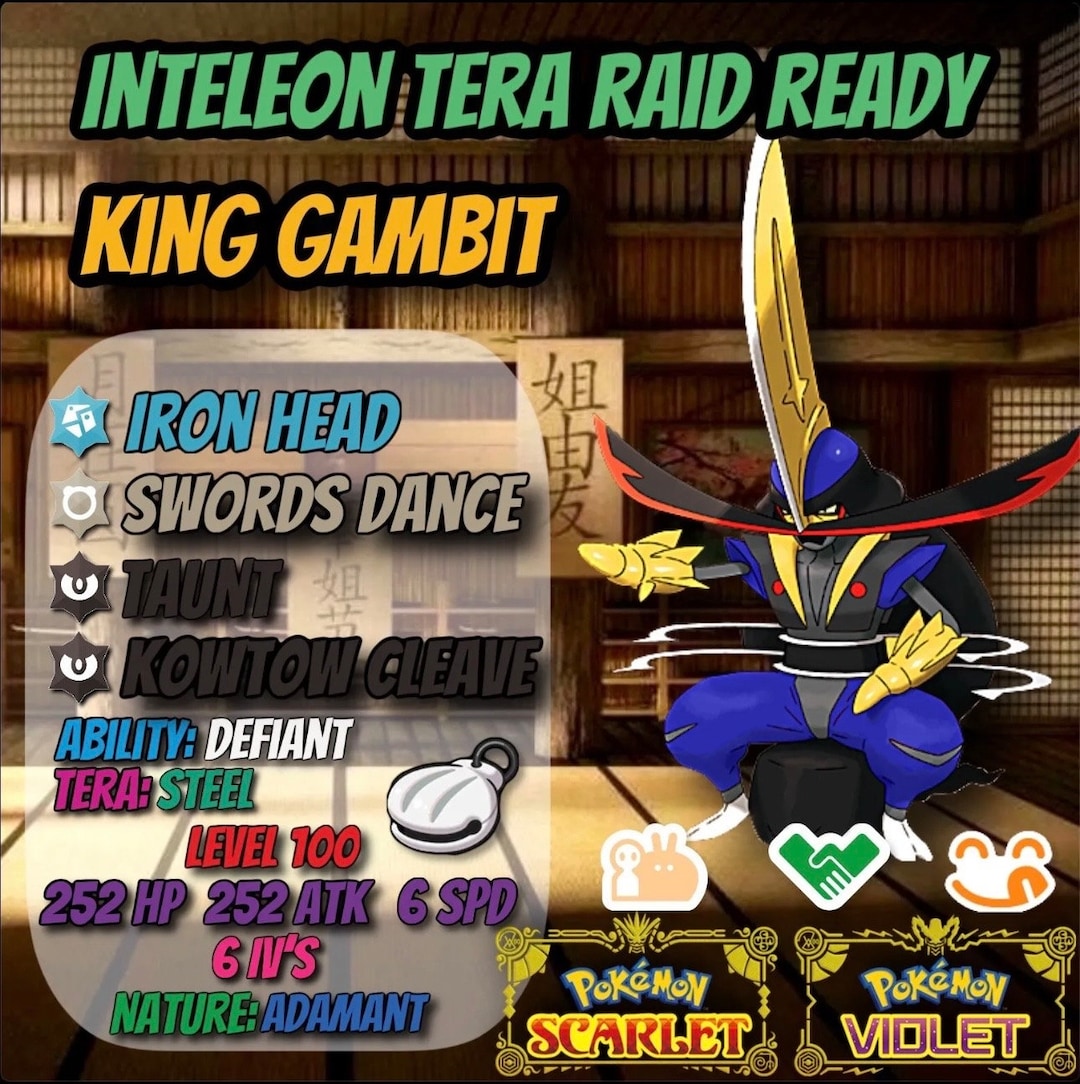 Pokemon Scarlet and Violet 6IV SHINY King Gambit Inteleon Raid Ready - Etsy