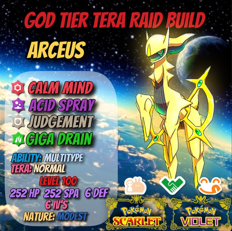 Pokemon Scarlet and Violet / SHINY / 6IV / Arceus / GOD TIER Tera Raid ...