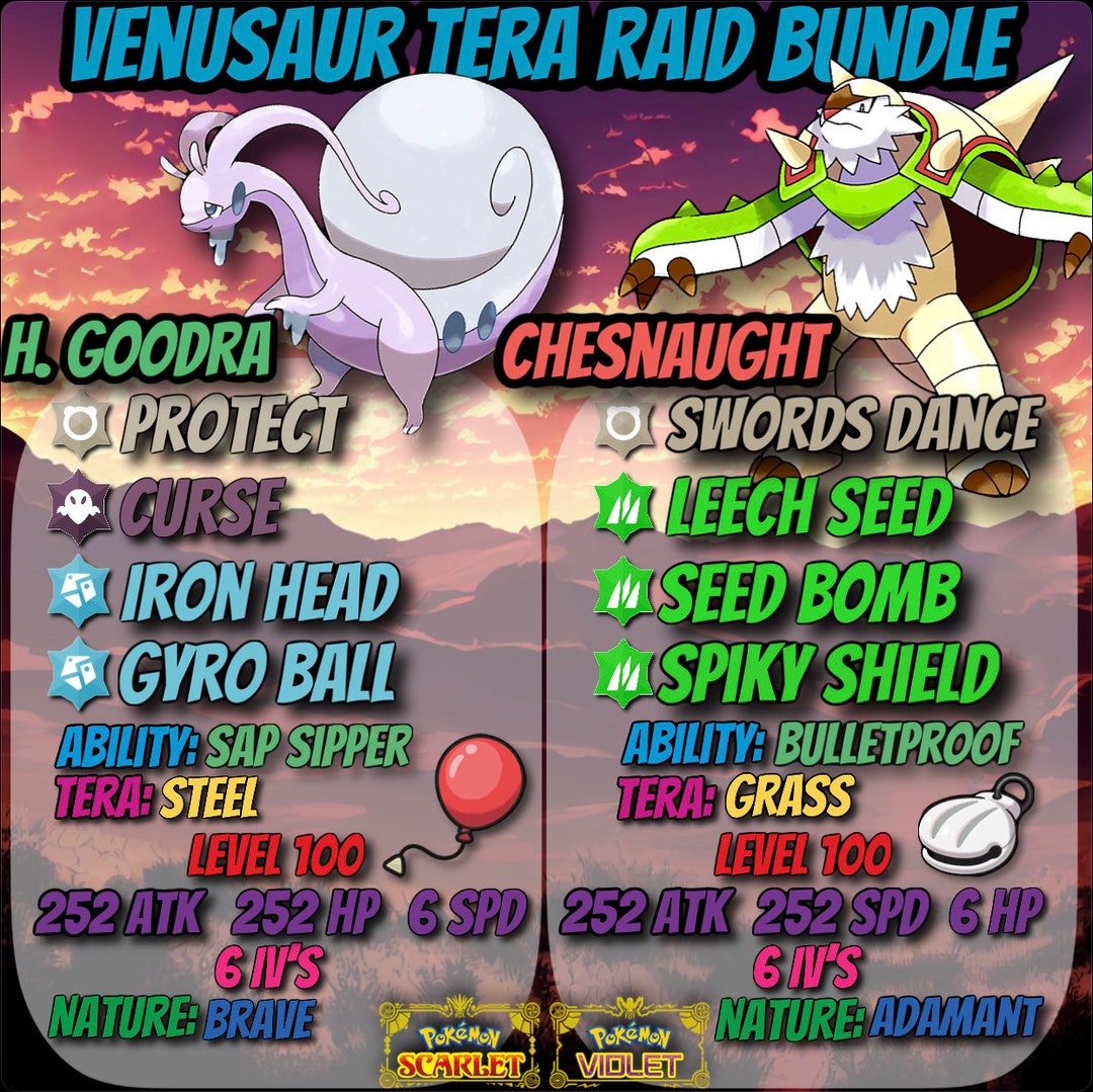 Pokemon Scarlet and Violet / H. Goodra and Chesnaught / Venusaur Raid ...