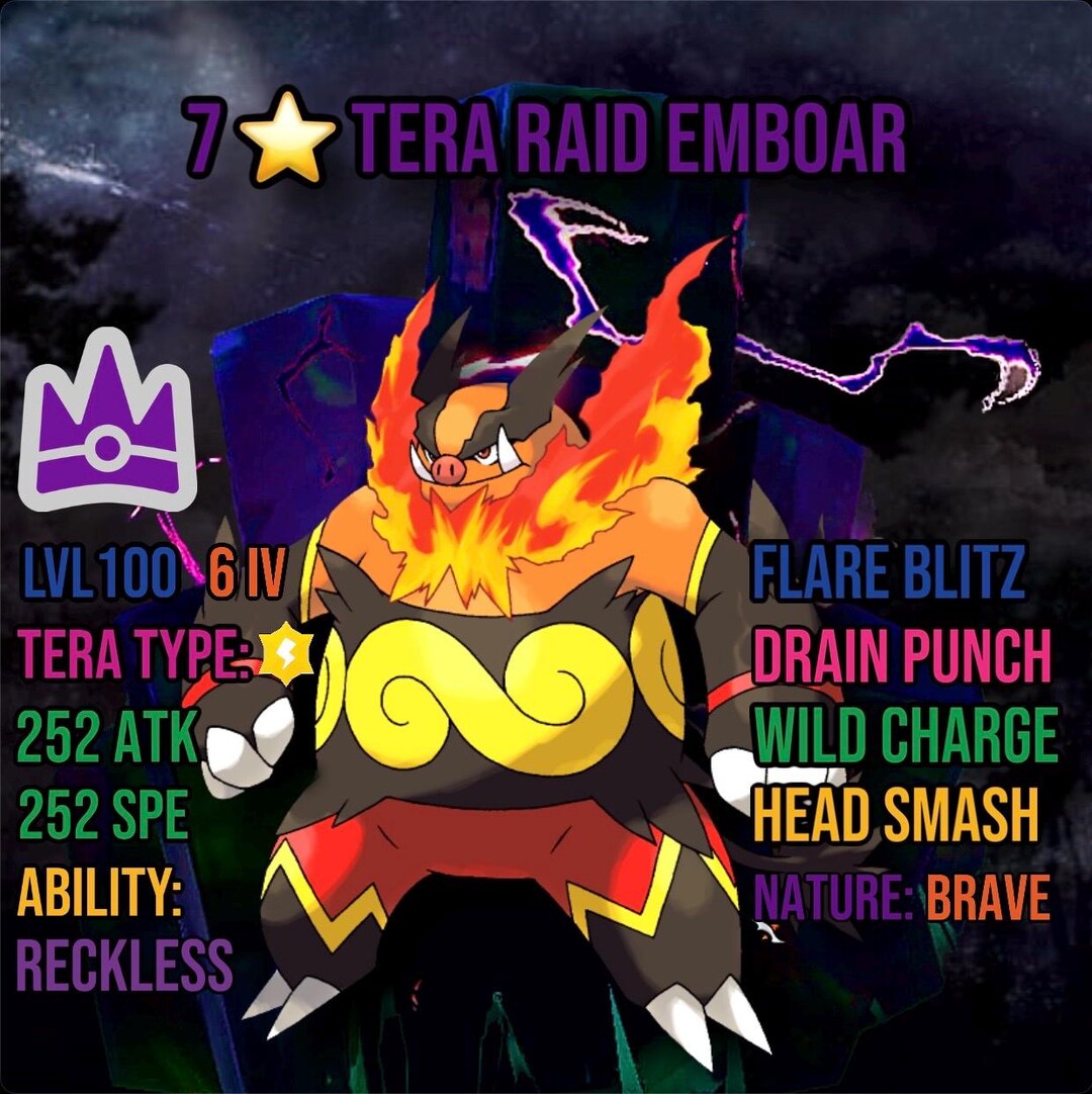 Pokemon Scarlet and Violet / 6IV & EV Trained / 7 * Tera Raid Emboar - Etsy