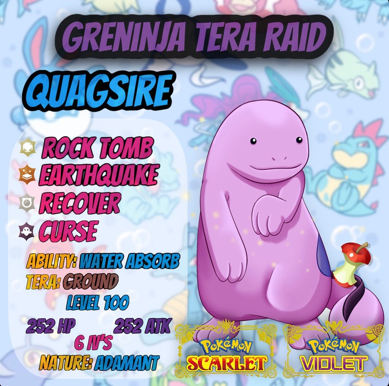 Pokemon Scarlet and Violet 6IV SHINY Quagsire Greninja Raid Ready - Etsy