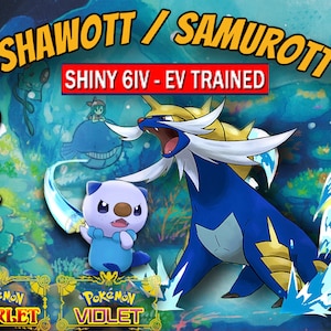 Pokemon Scarlet and Violet Shiny 6IV EV Trained Oshawott and Samurott - Etsy