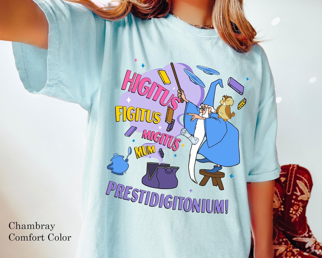 Merlin Wizard Archimedes the Owl Higitus Figitus Comfort Colors T-shirt ...
