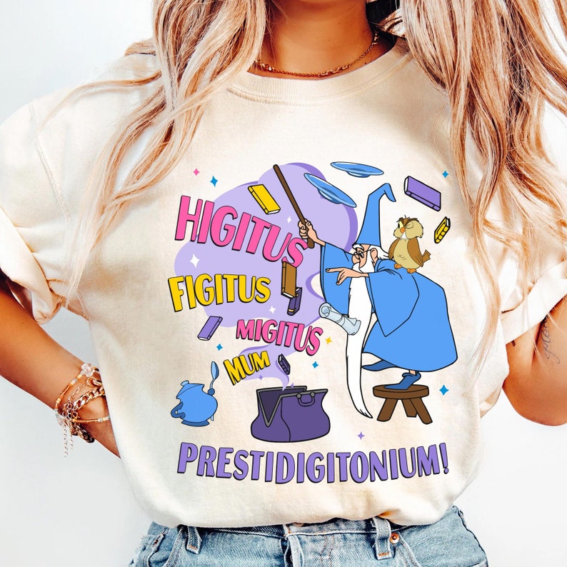 Merlin Wizard Archimedes the Owl Higitus Figitus Comfort Colors T-shirt ...