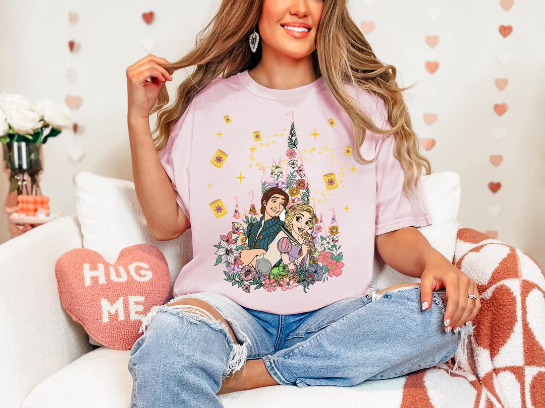 Princess Rapunzel and Flynn Castle Floral Shirt, Disney Tangled Lantern ...